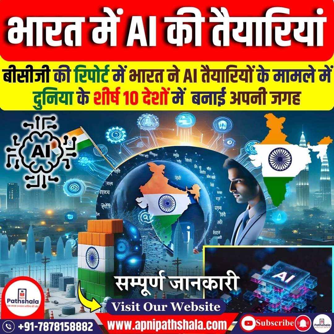 AI की तैयारी वाले टॉप-10 देशों में शामिल हुआ भारत - Apni Pathshala
